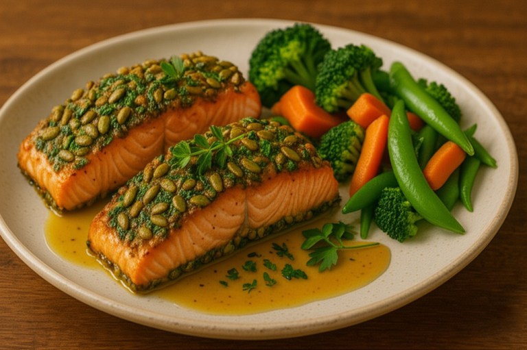 Pumpkin Seed Crusted Salmon Recipe - Omega-3 Rich & Heart-Healthy